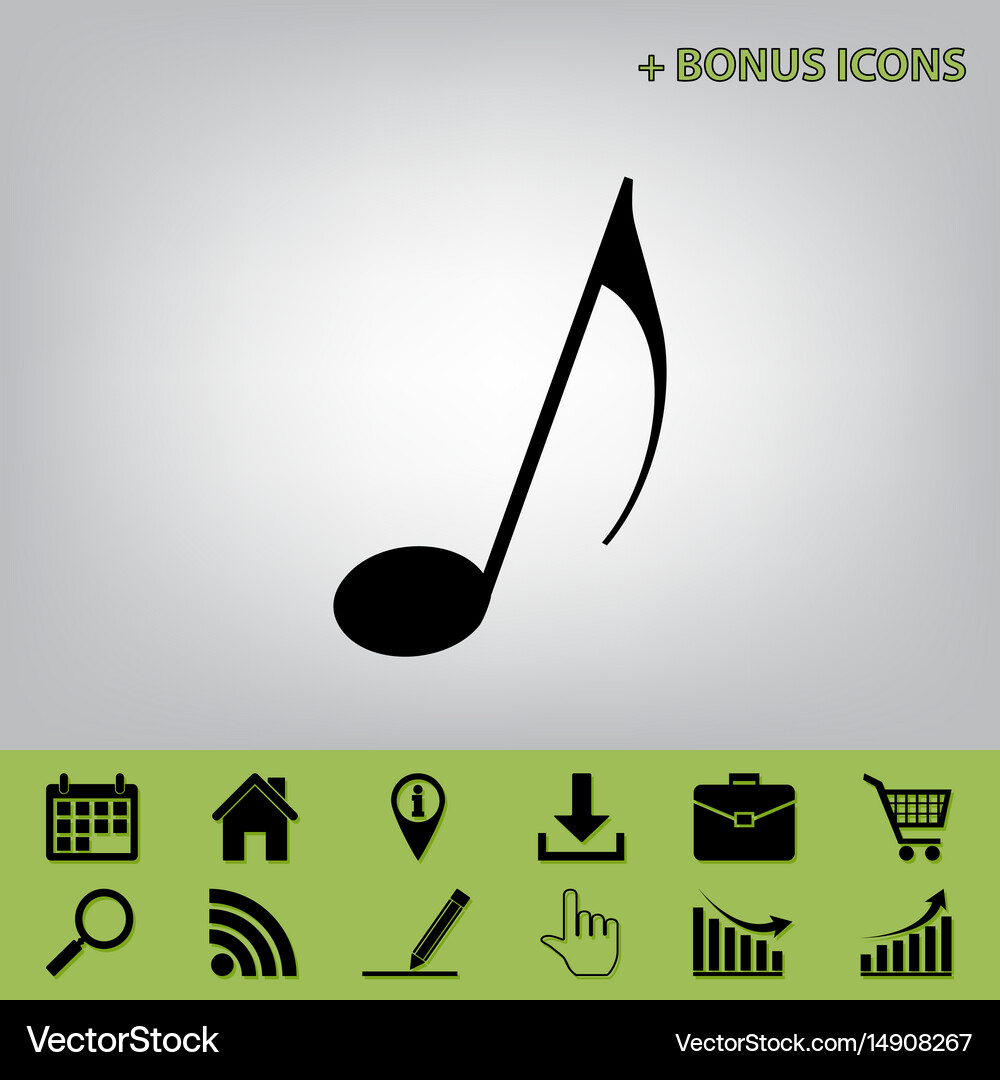 Music note sign black icon at gray Royalty Free Vector Image