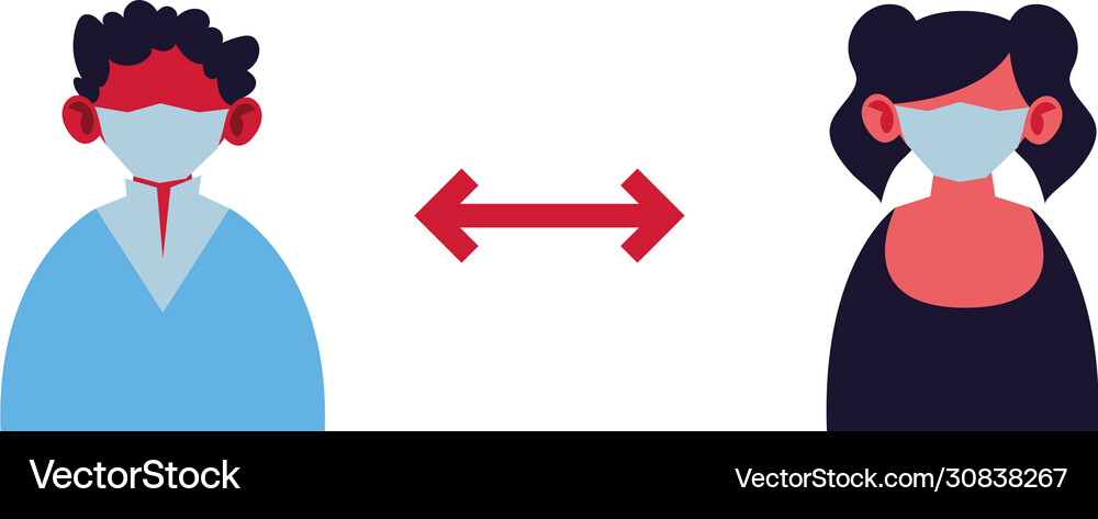 People keep social distance on white background Vector Image