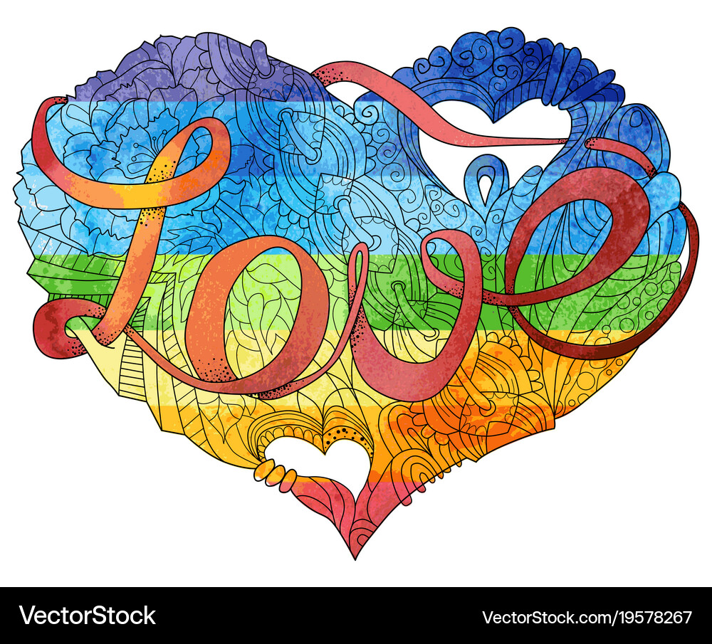 Sketchy doodle rainbow heart Royalty Free Vector Image