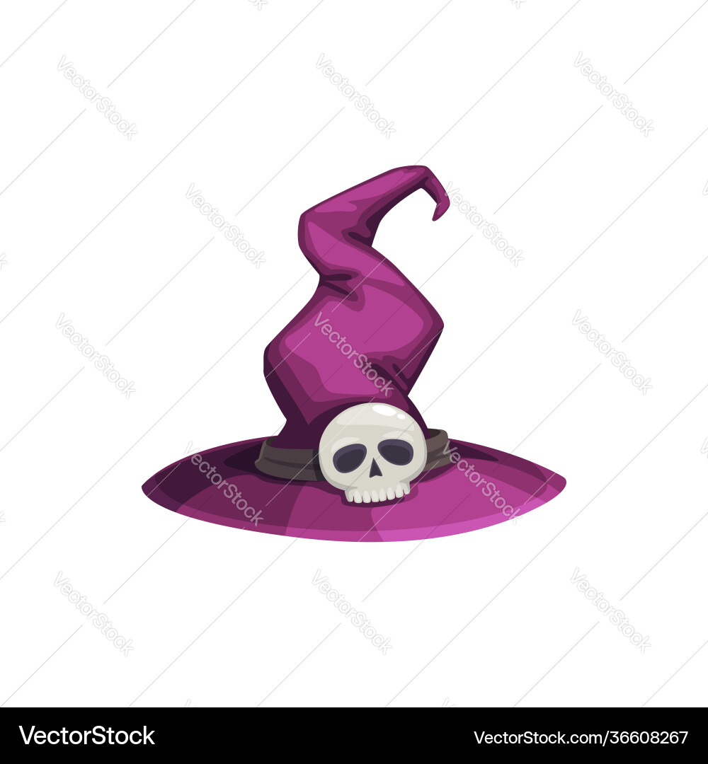 Wizard or witch cap with creepy skull as buckle Vector Image