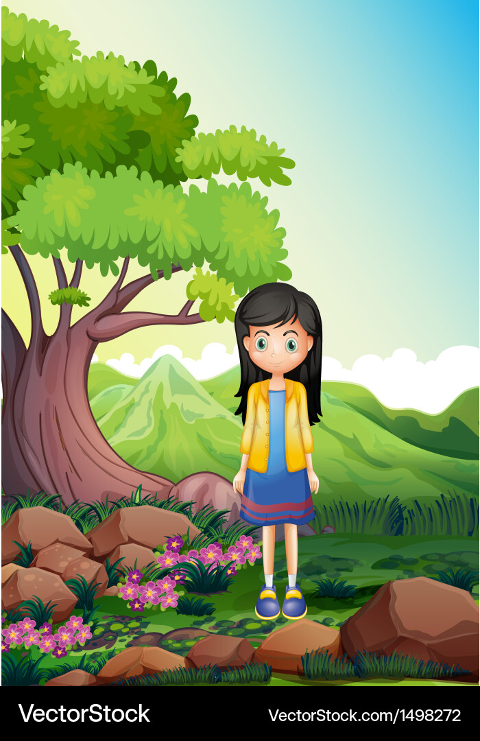 A young lady in forest Royalty Free Vector Image
