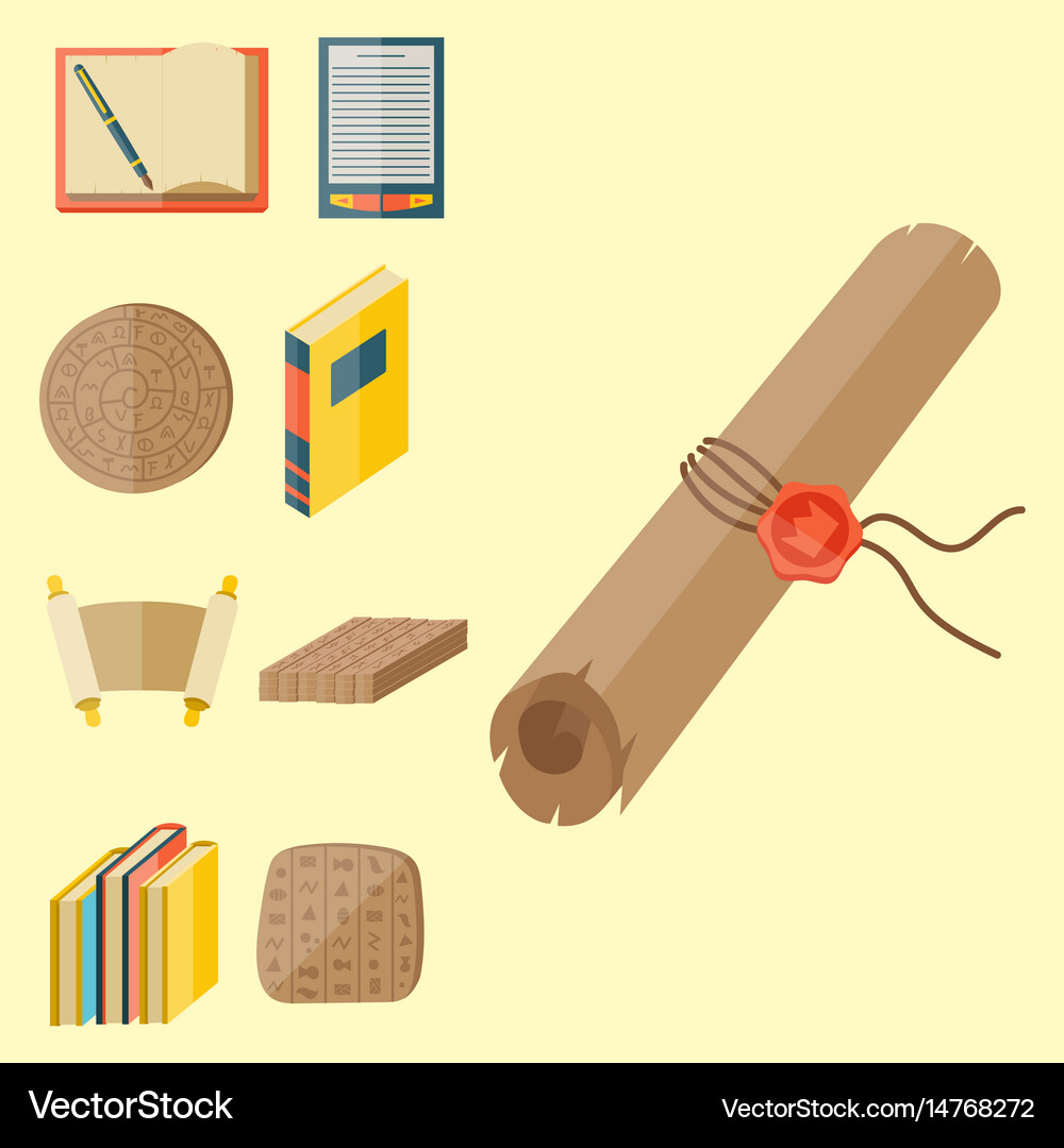 Books icons document magazine publication Vector Image
