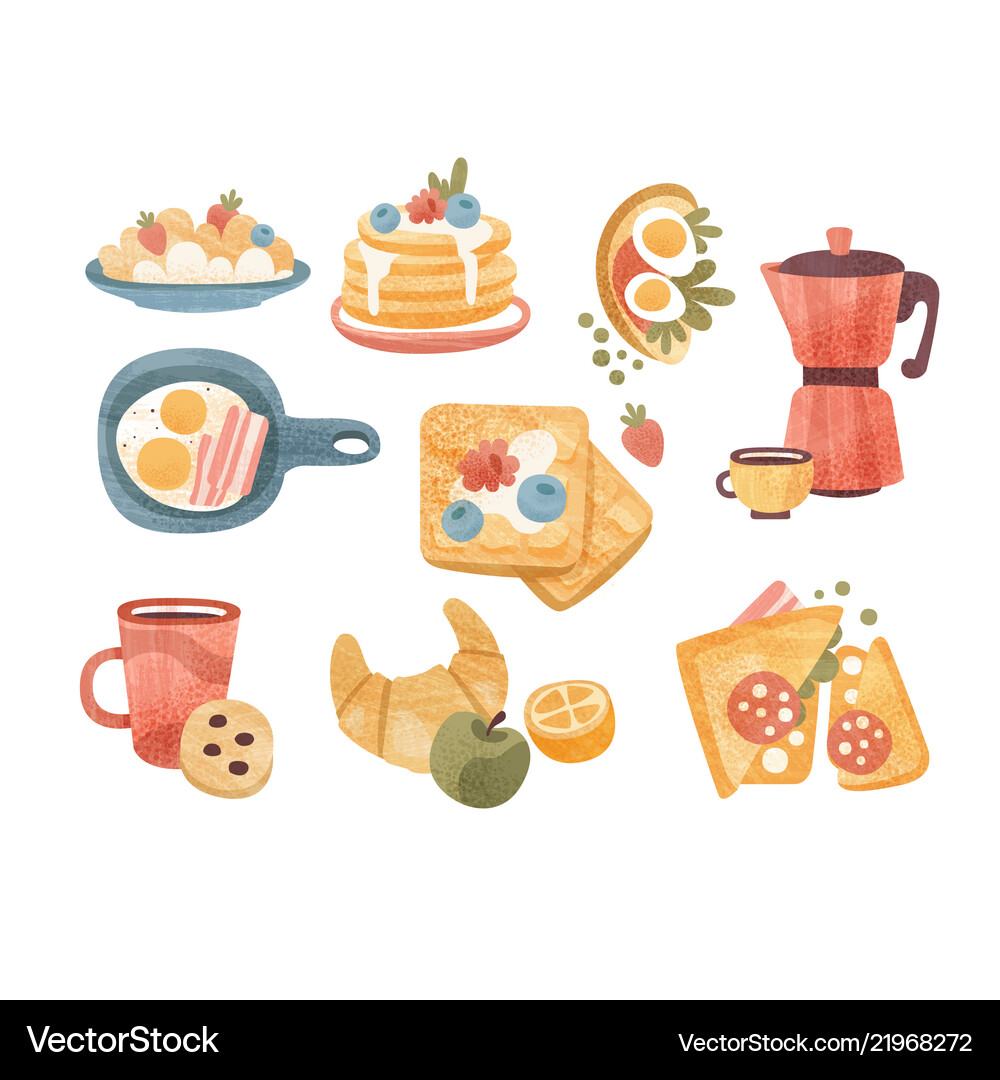 Breakfast Food Set - Brunch Style Royalty Free Vector Image