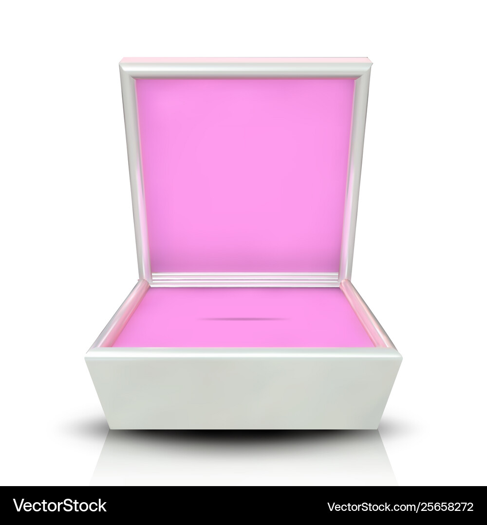 Closeup beautiful white square jewelry box Vector Image