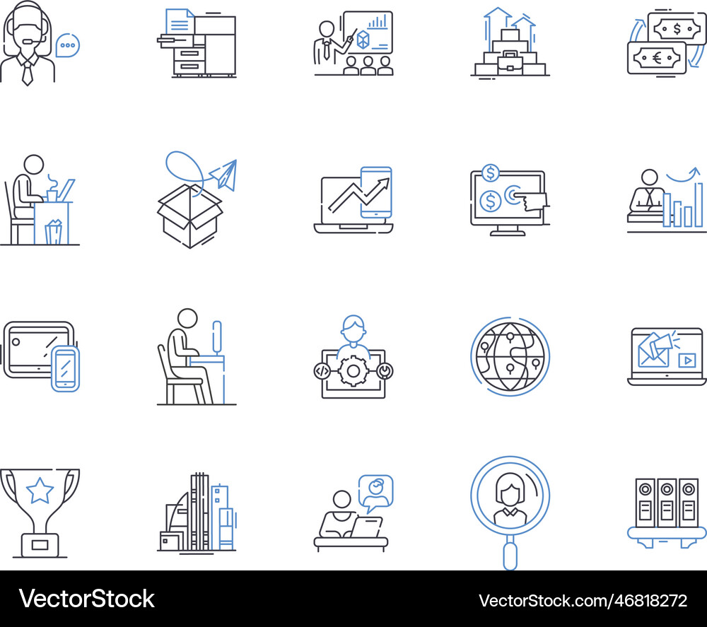 Company practice line icons collection ethics Vector Image