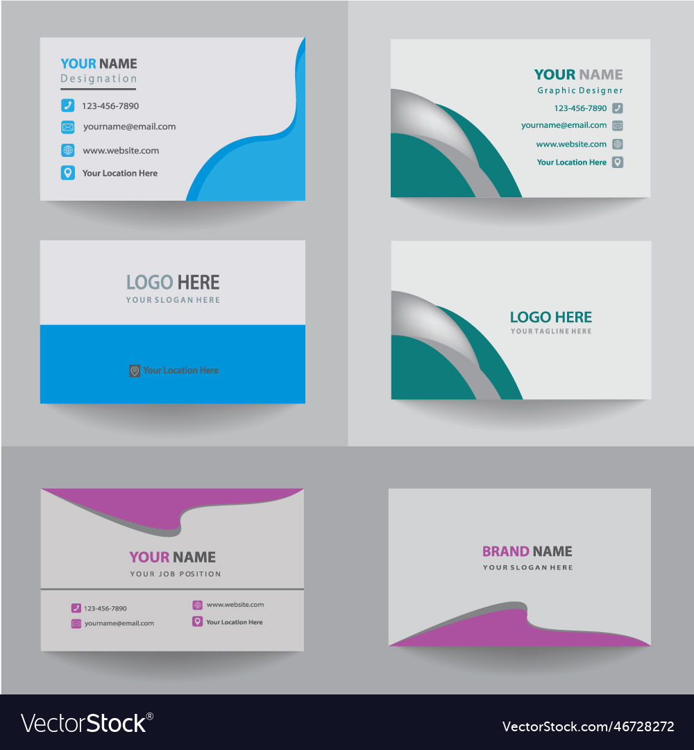 Creative modern 3 business card bundle set Vector Image
