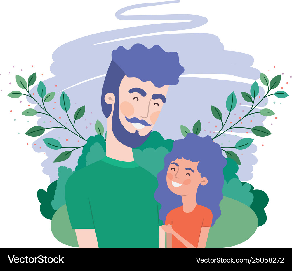 Father with daughter avatar character Royalty Free Vector