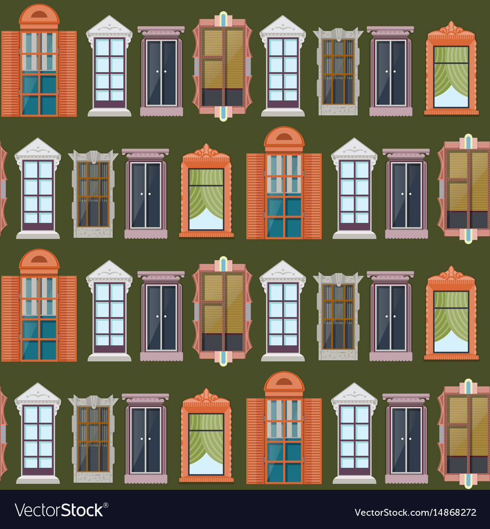 Flat colorful windows seamless pattern Royalty Free Vector