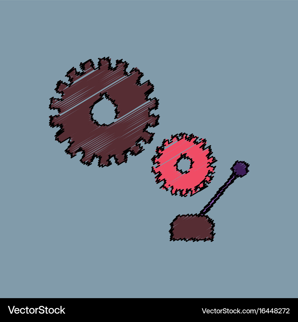Flat icon design collection gear and transmission Vector Image