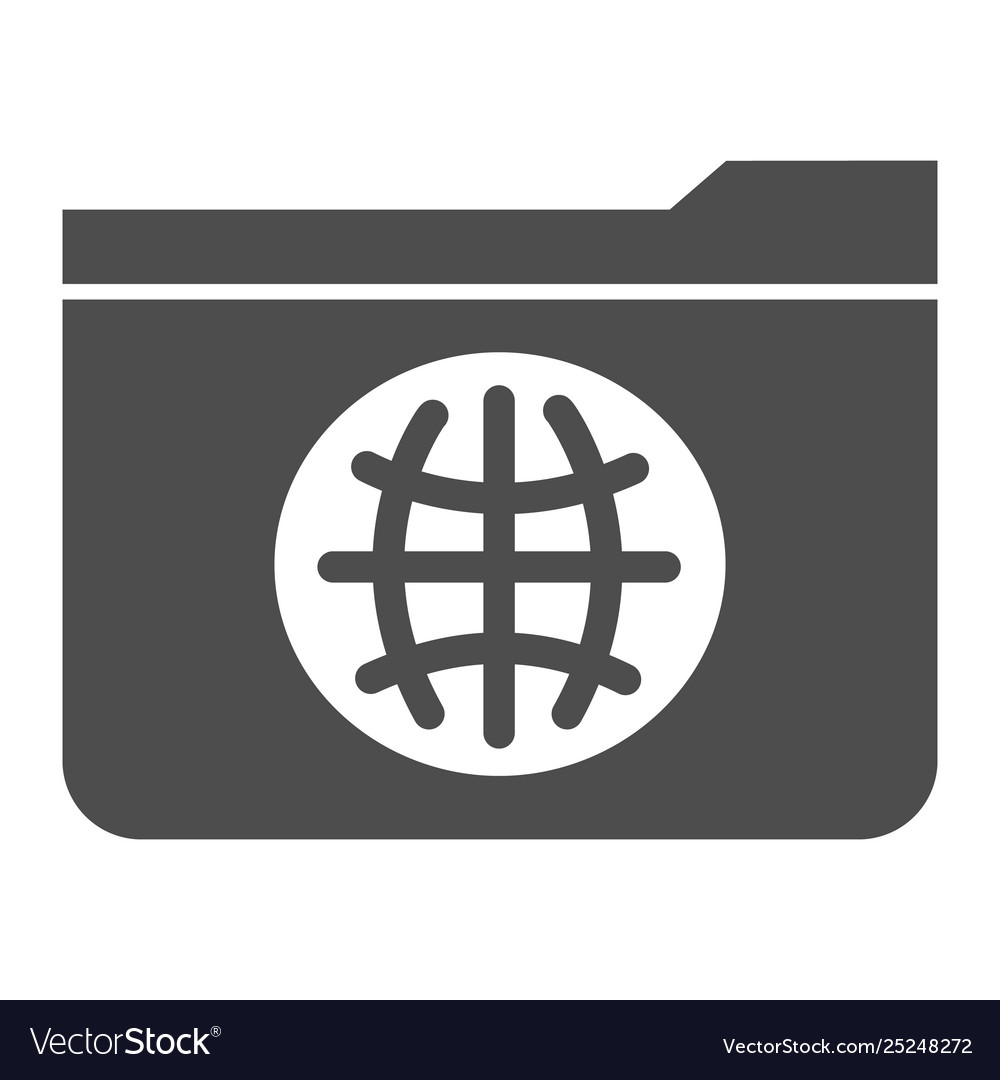 Folder with globe solid icon public Royalty Free Vector
