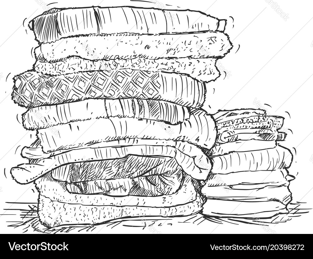Hand drawing of stack of towels Royalty Free Vector Image