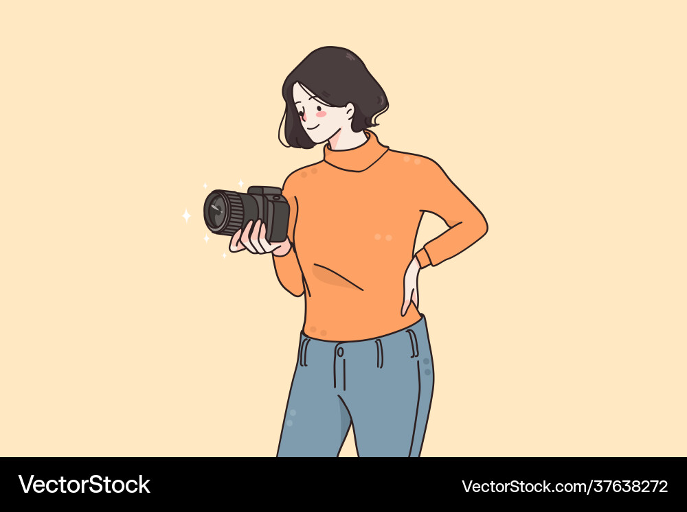 Professional photographer and equipment concept Vector Image