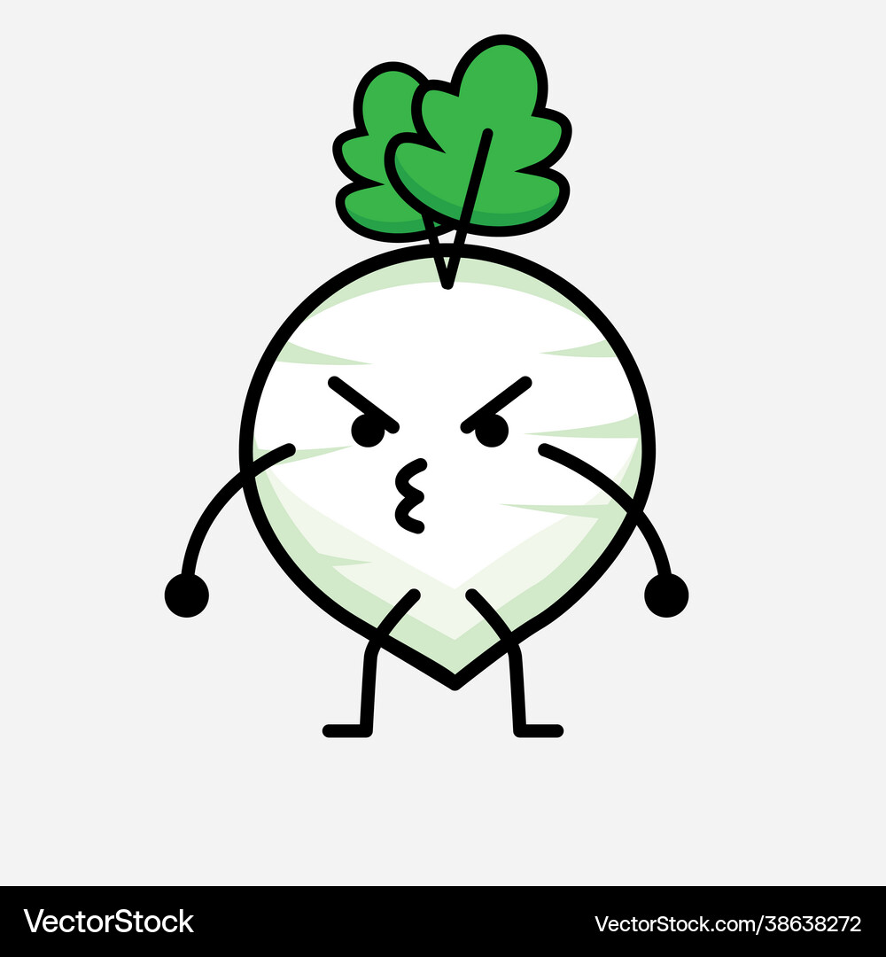 White radish character with cute face and simple Vector Image