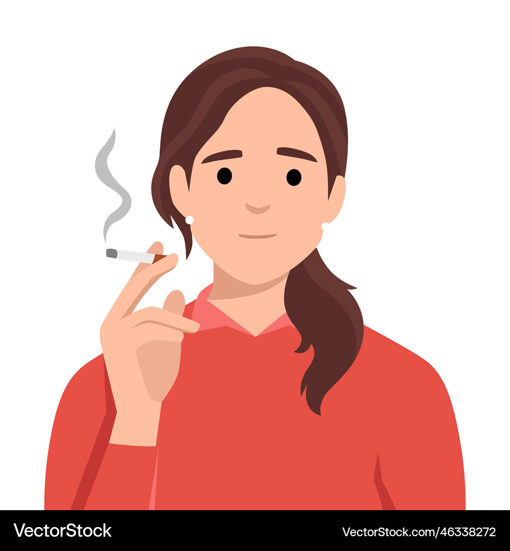 Young beautiful girl smoking cigarette Royalty Free Vector