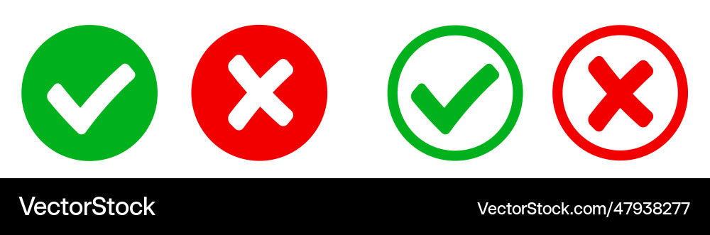 Check mark and x mark icon checkmark and x mark Vector Image
