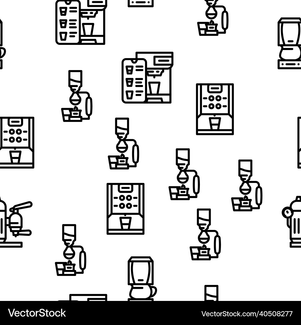 Coffee machine barista equipment seamless Vector Image