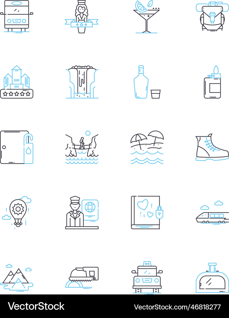 Cultural pilgrimage linear icons set heritage Vector Image