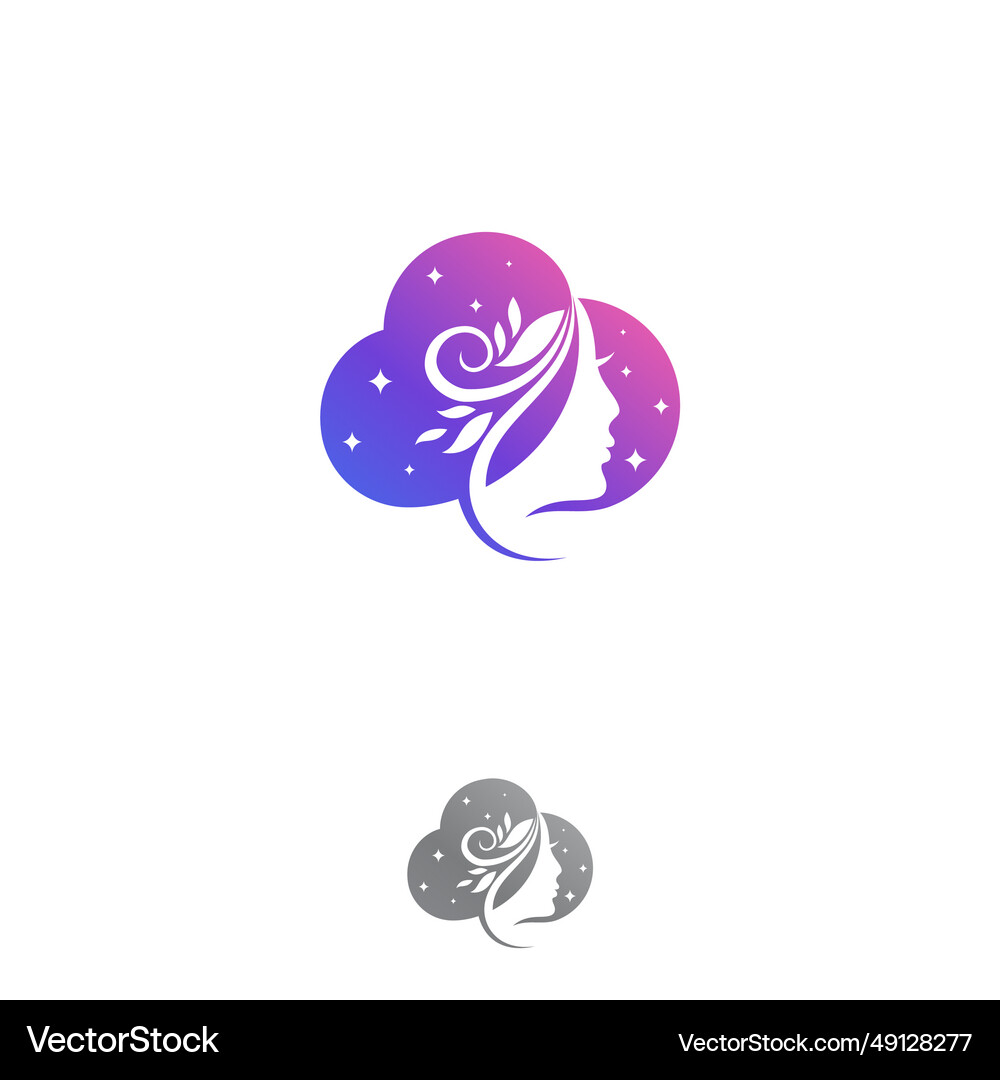 Dreams women silhouette on cloud with leaf design Vector Image