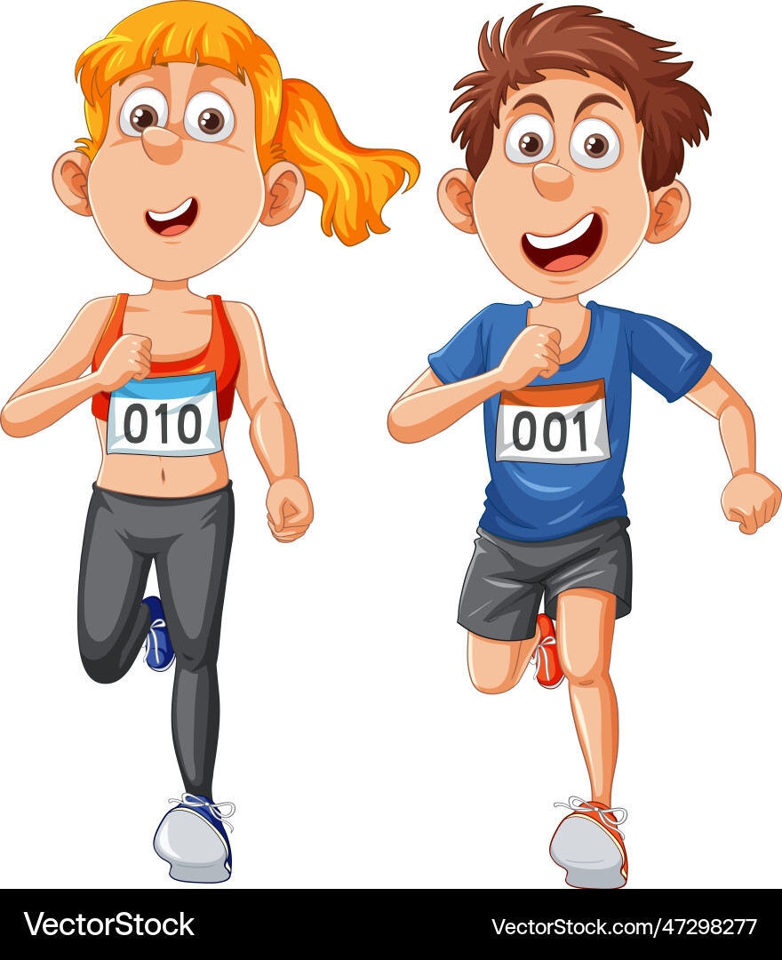 Energetic runner couple cartoon character Vector Image