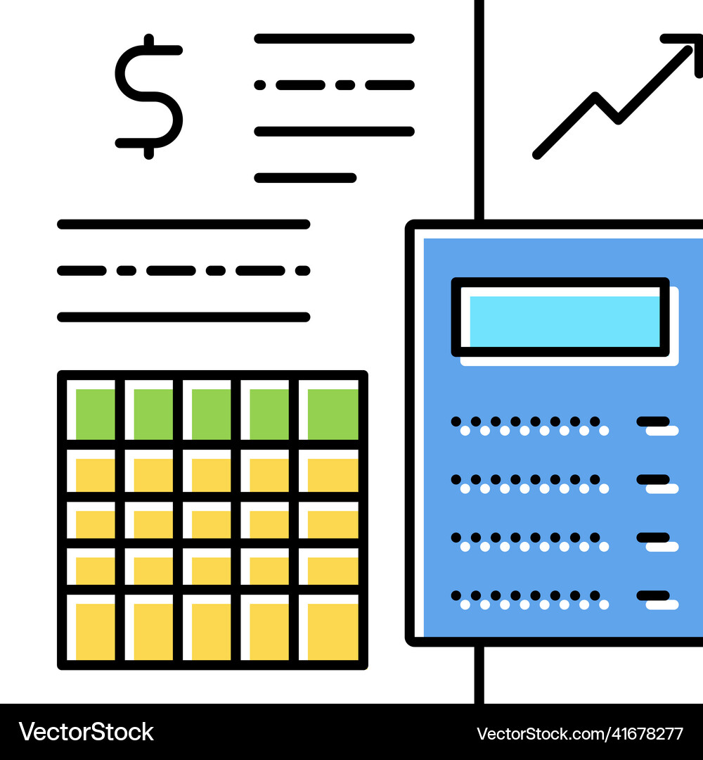 Financial report calculator color icon Royalty Free Vector