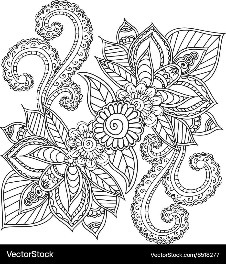 Henna Mehndi Floral Doodles Royalty Free Vector Image