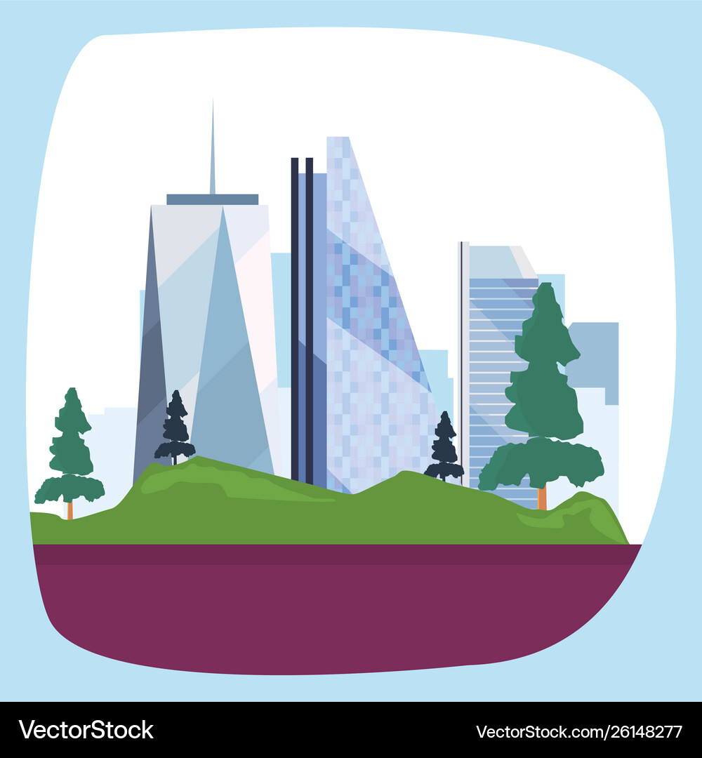 High building city park panorama Royalty Free Vector Image