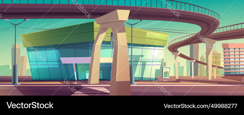 Modern city building and flyover road Royalty Free Vector