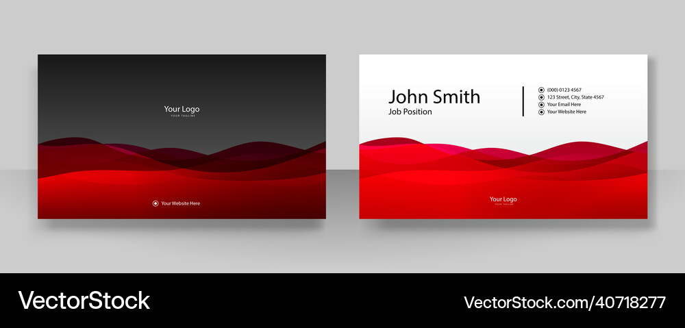 Modern simple red white business card design Vector Image