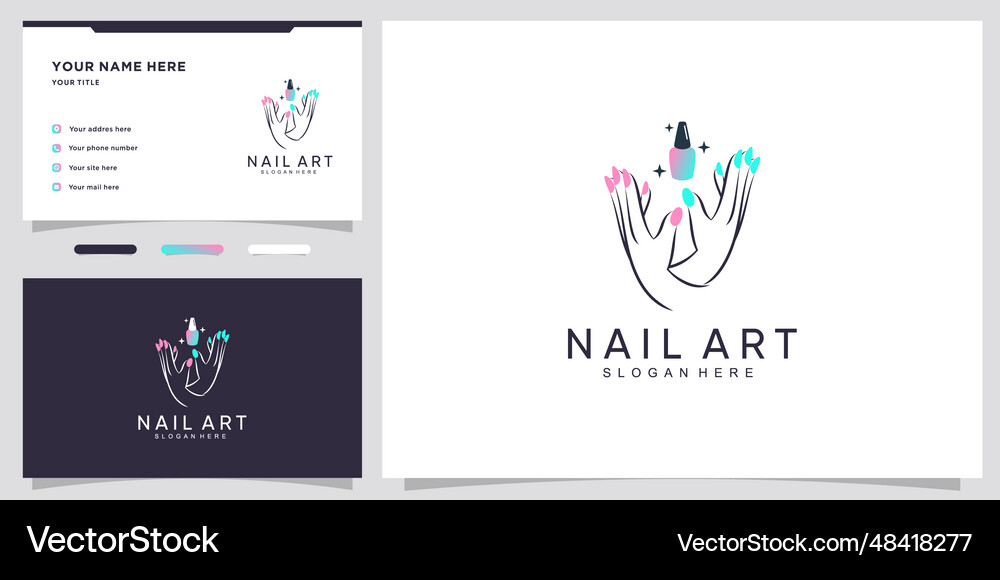 Nail polish or nail logo design with creative Vector Image