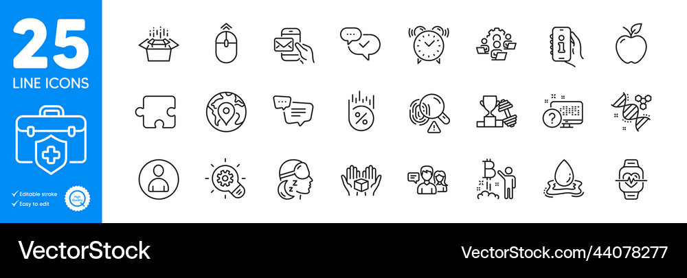Outline icons set cardio training people talking Vector Image