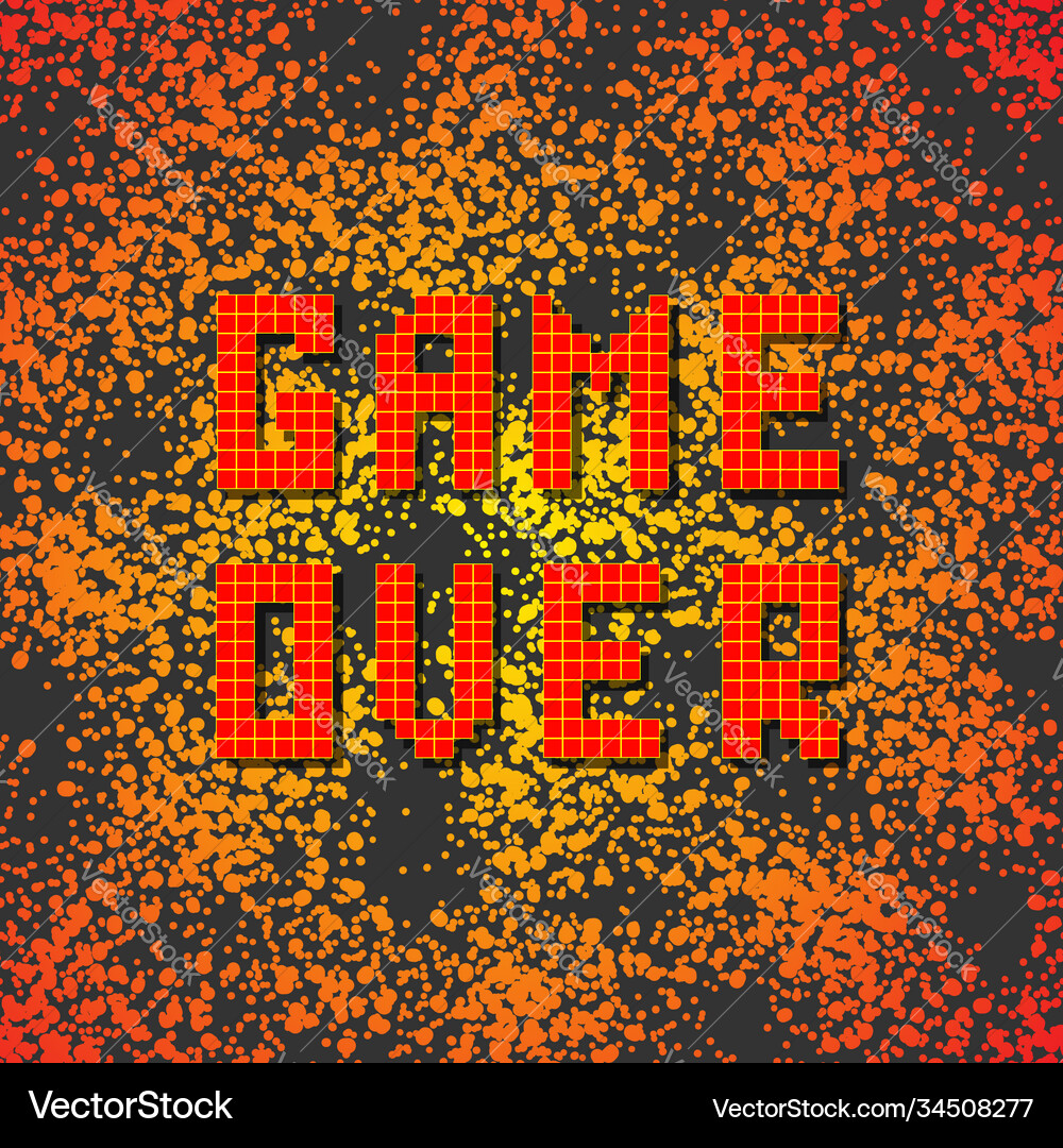 Retro game over sign with red drops on dark Vector Image