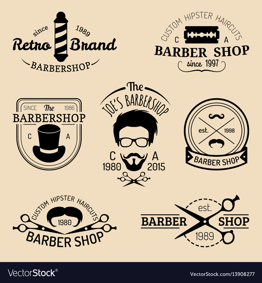 Set of vintage hipster barbershop logos Royalty Free Vector Set of vintage hipster barbershop logos Royalty Free Vector