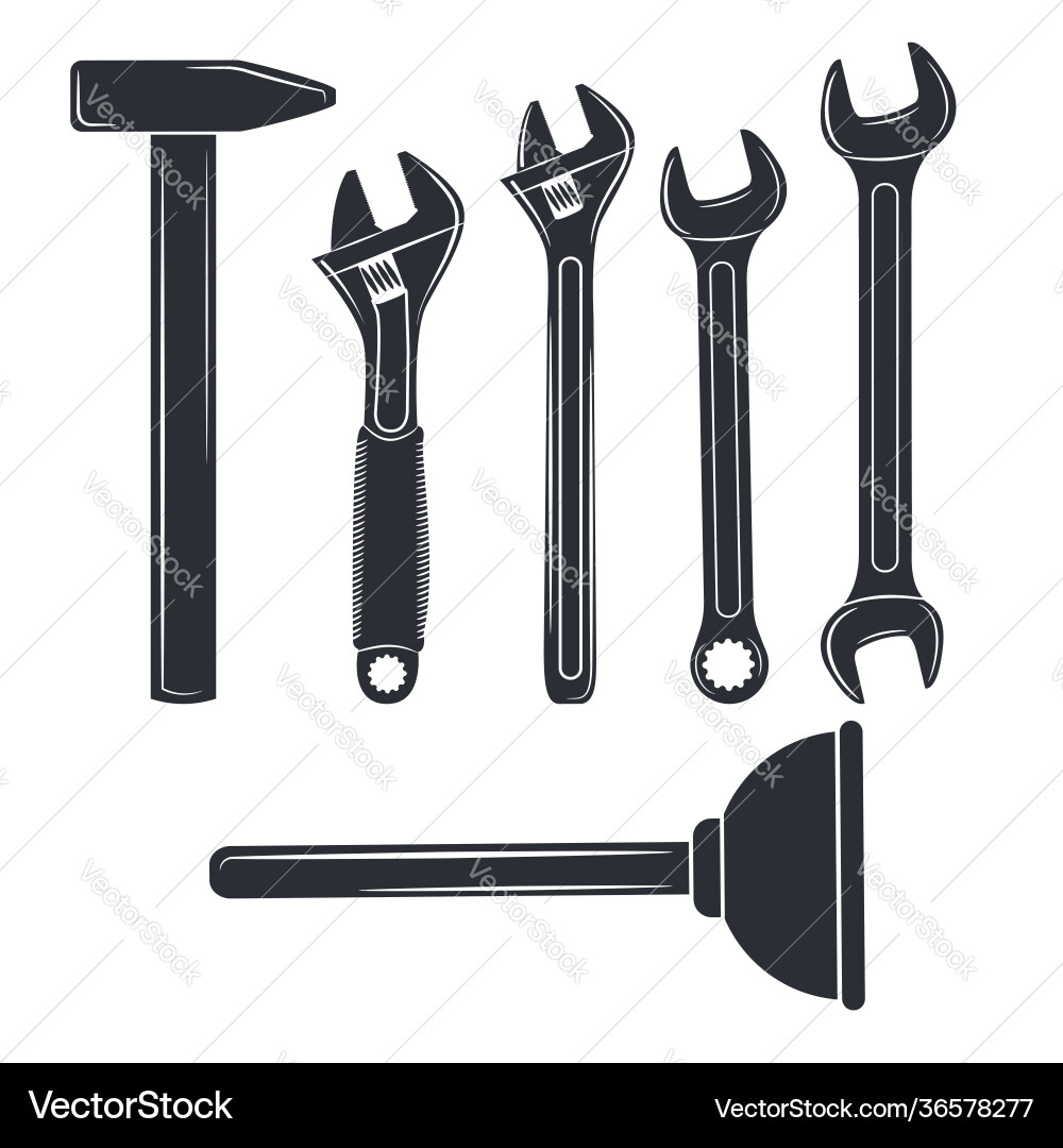 Set silhouettes tools Royalty Free Vector Image
