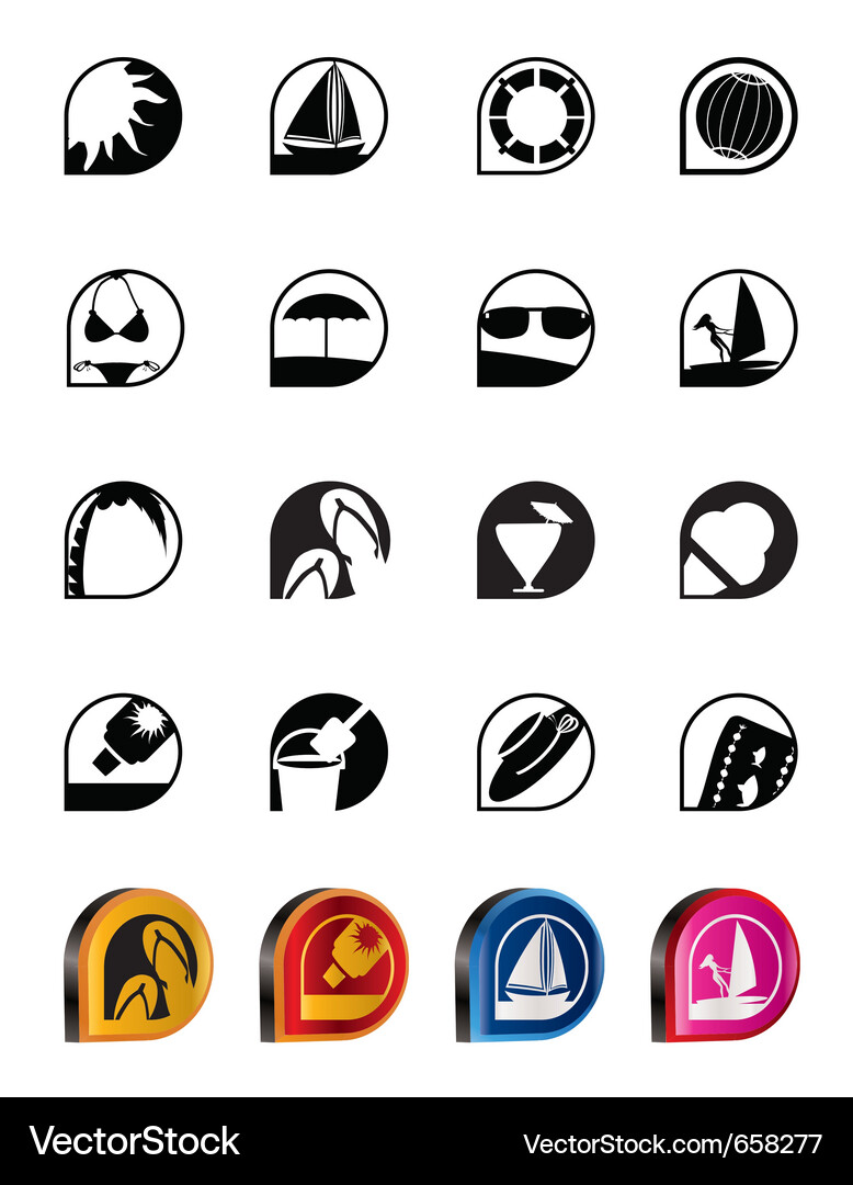 Simple summer and holiday icons Royalty Free Vector Image