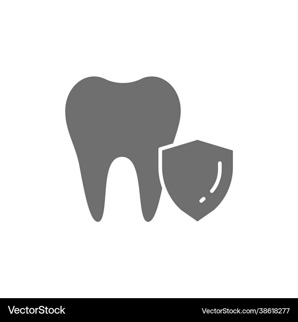 Tooth protection dental save grey icon Royalty Free Vector