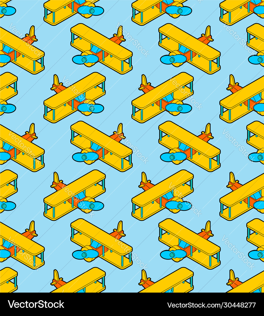 Toy aircraft cartoon style pattern seamless plane Vector Image