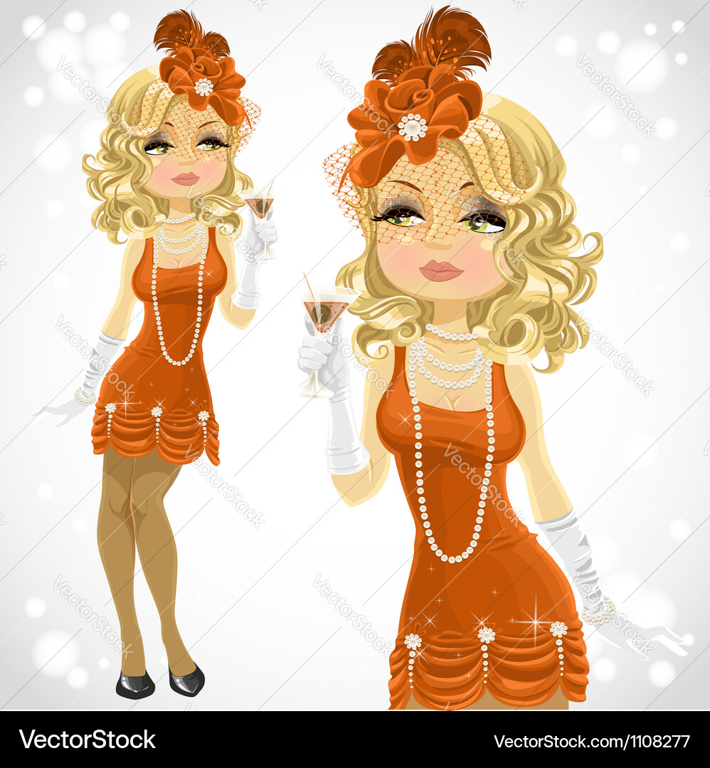 Vintage pretty girl Royalty Free Vector Image - VectorStock