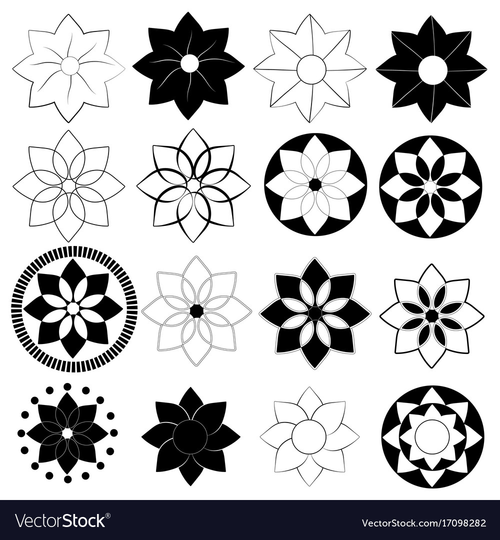 Black and white flower pack Royalty Free Vector Image