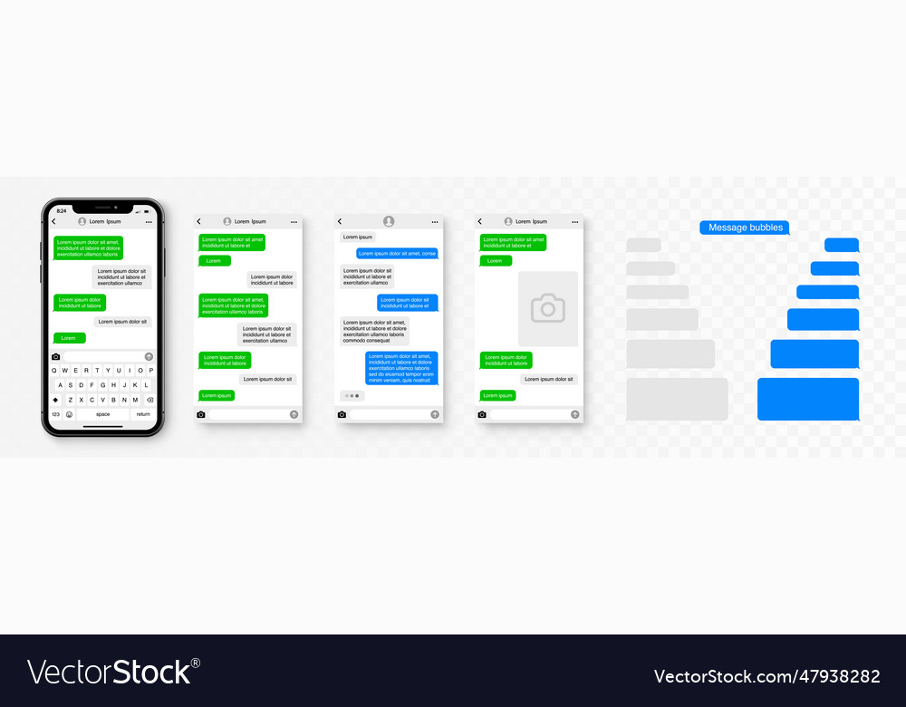 Message smartphone template bubbles chat Vector Image Message smartphone template bubbles chat Vector Image