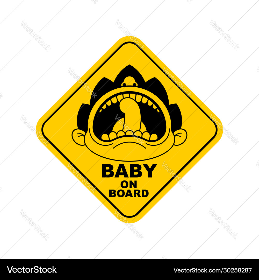 Baby on car sticker kid board face crying Vector Image