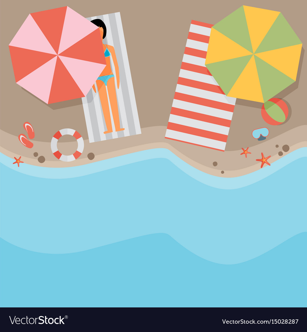 Beach flat design background Royalty Free Vector Image