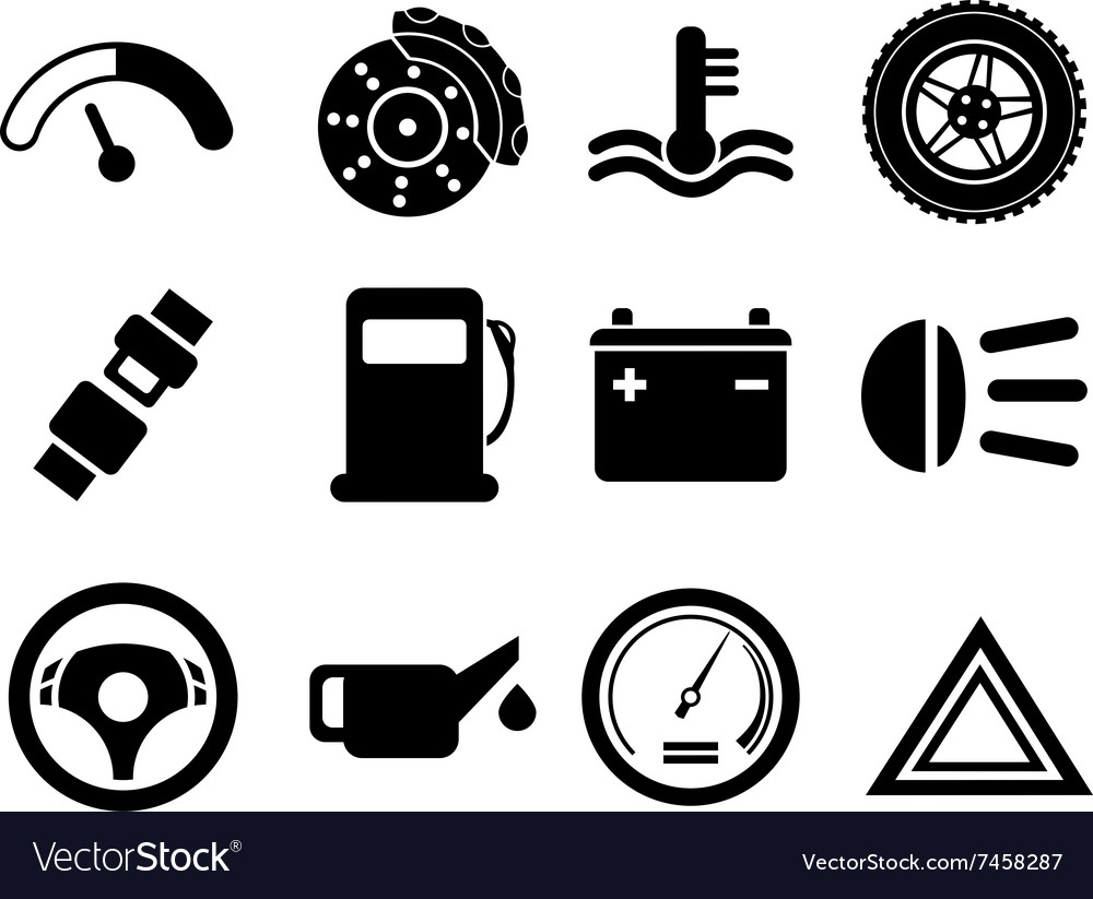 Car interface icon set Royalty Free Vector Image