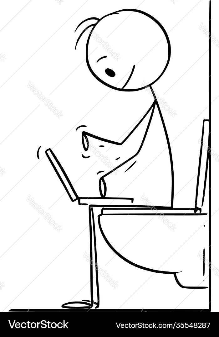 Cartoon man or businessman working typing Vector Image