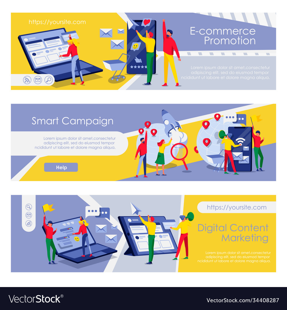 Digital content marketing landing pages set Vector Image