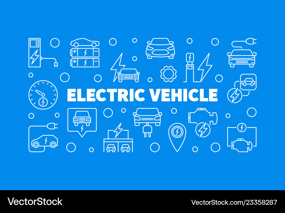 Electric vehicle horizontal line banner ev Vector Image
