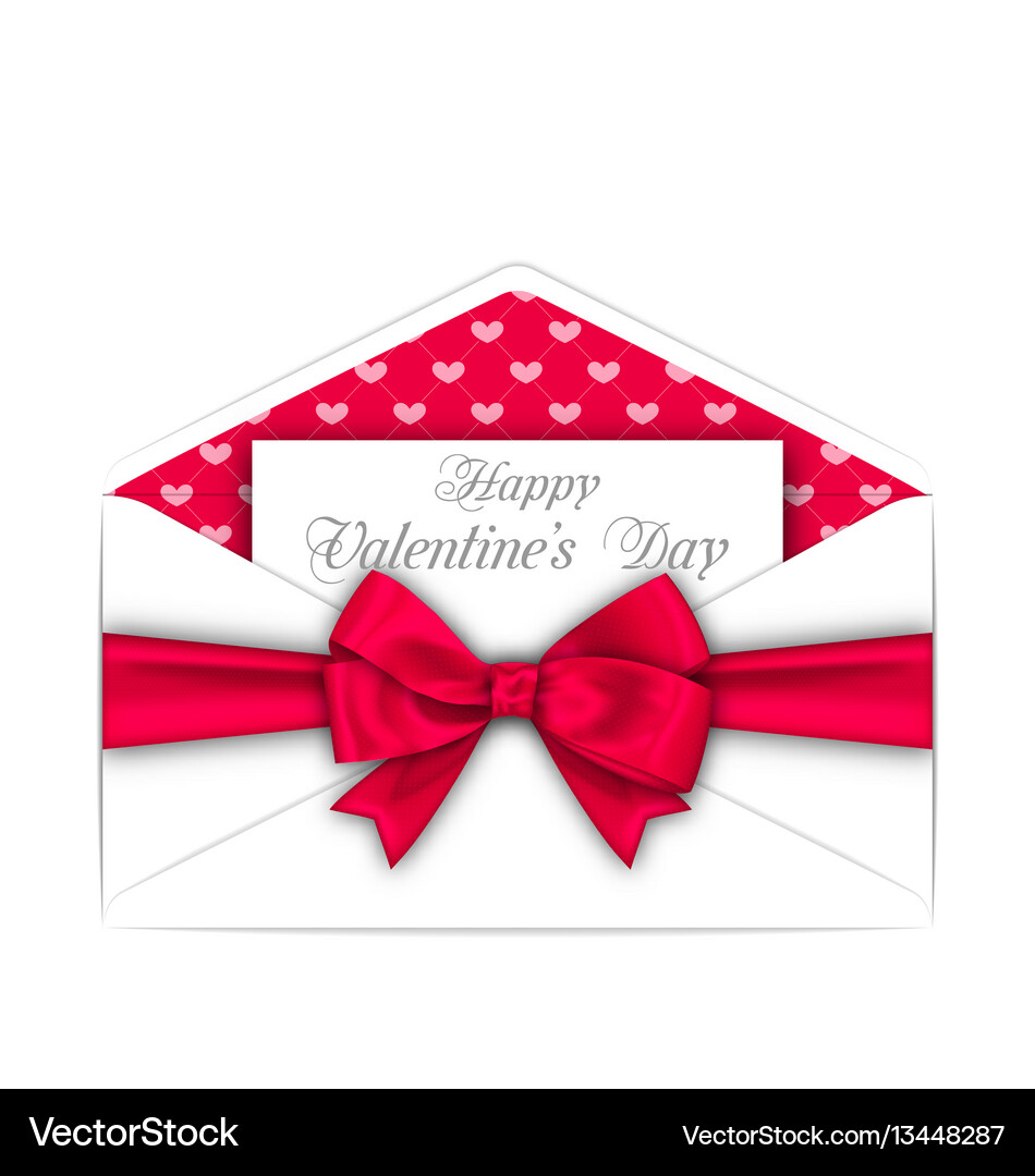 Envelope with celebration card and pink bow ribbon