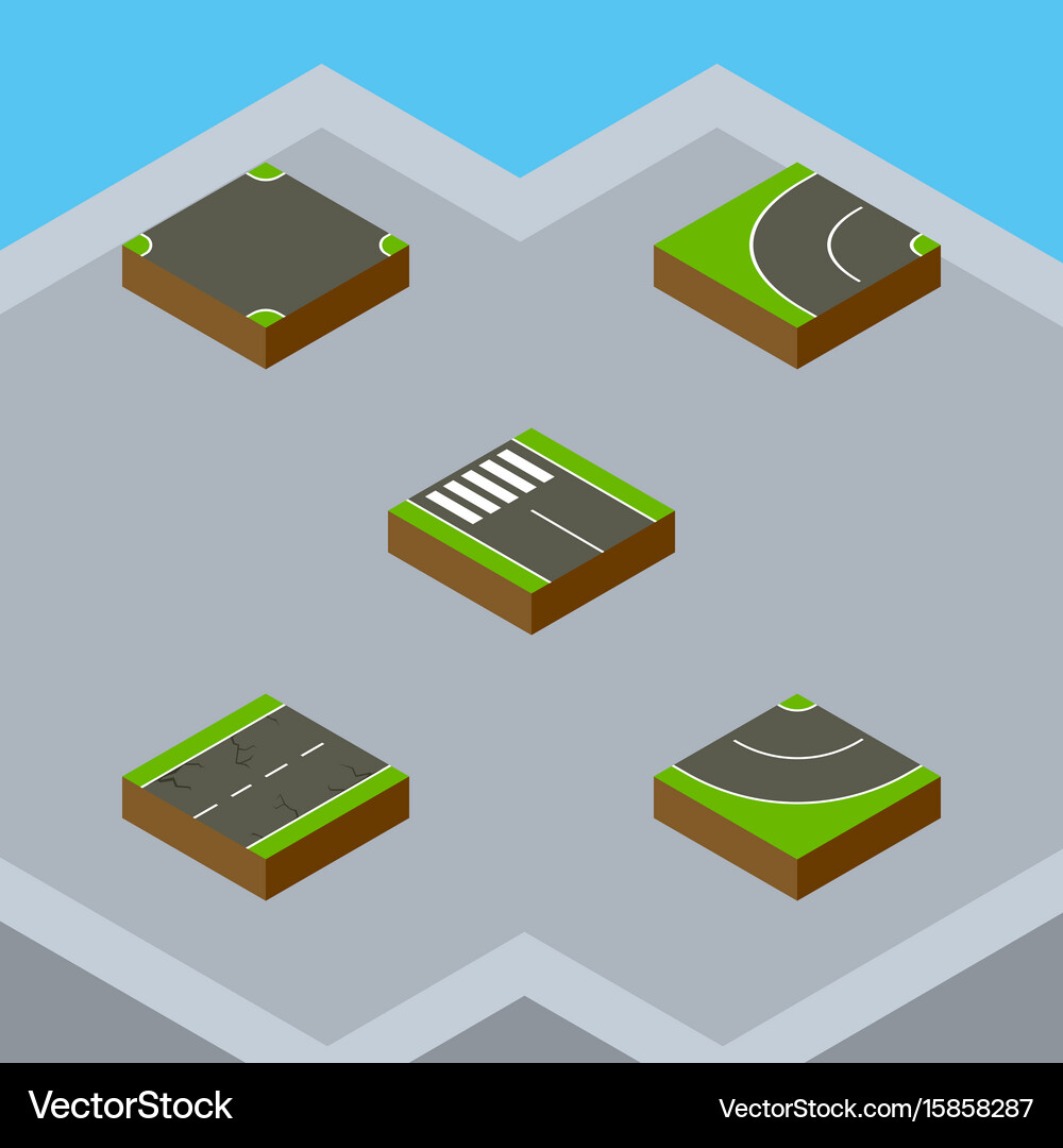 Isometric road set of strip cracks Royalty Free Vector Image