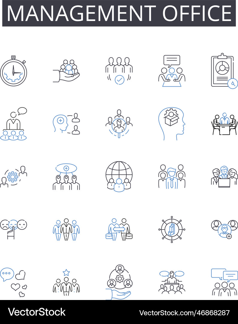 Management office line icons collection Royalty Free Vector