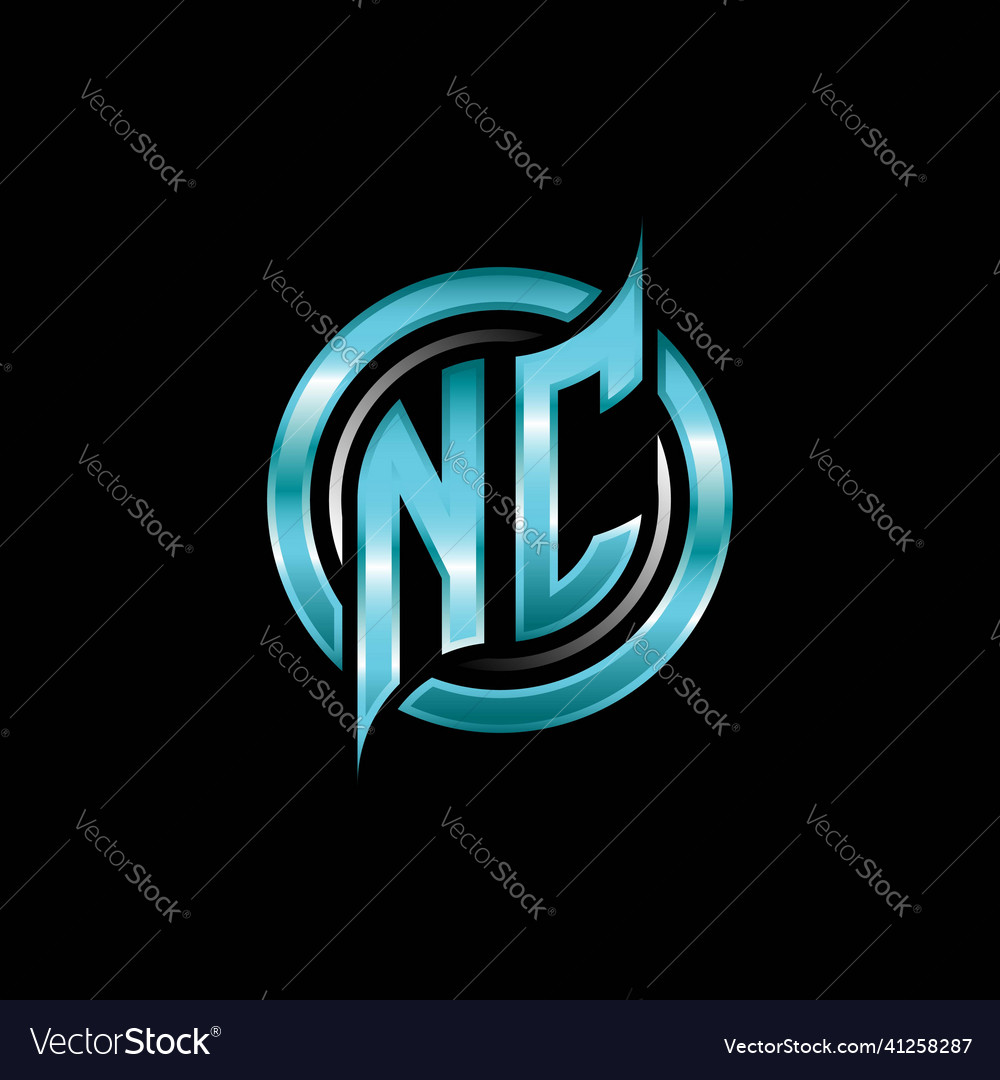 Nc initial monogram logo circle rounded Royalty Free Vector