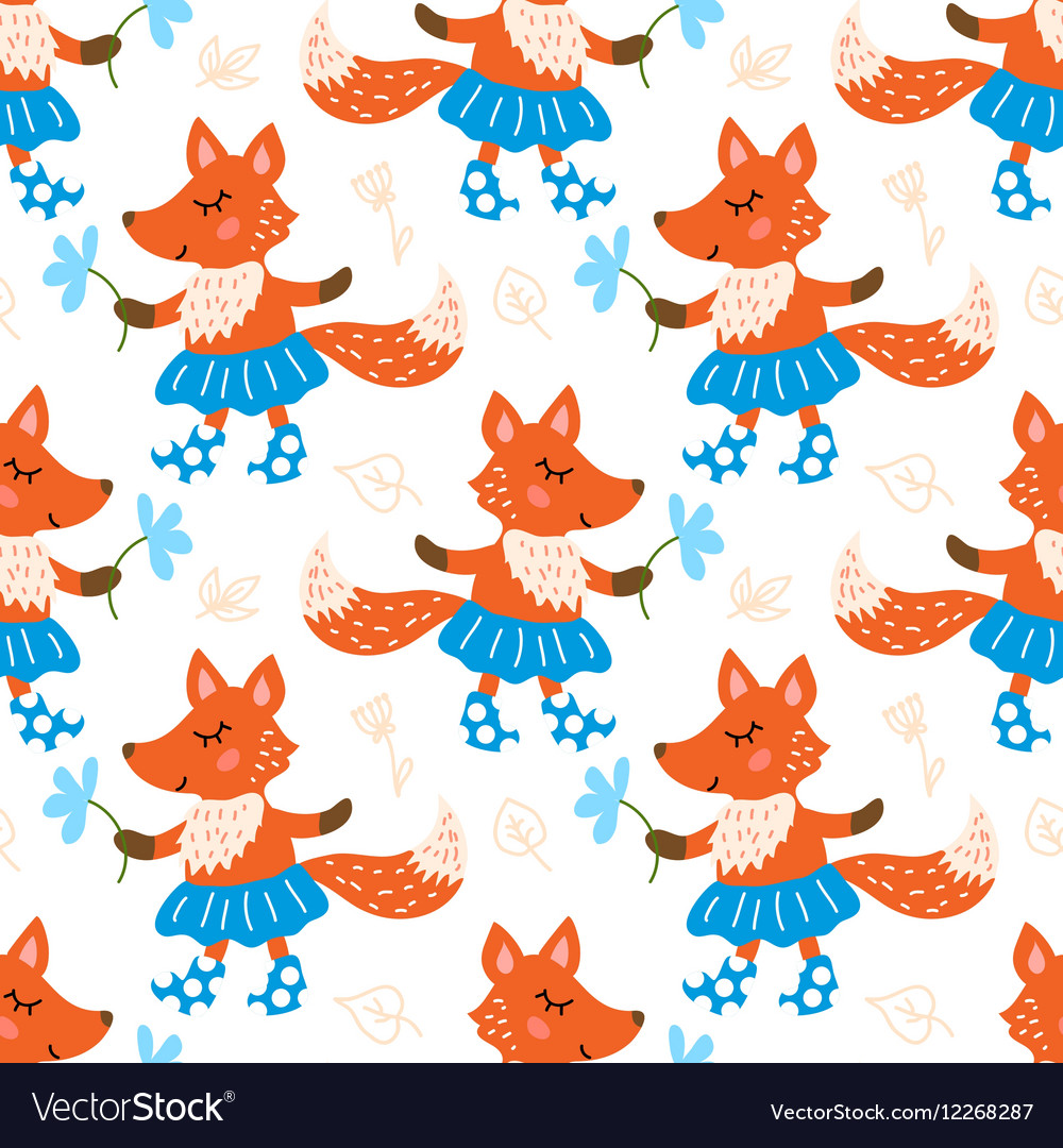 Seamless pattern with fox Royalty Free Vector Image